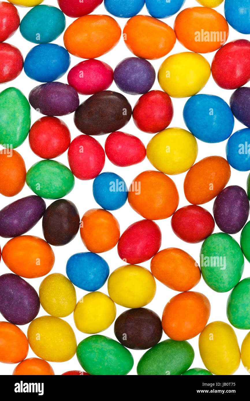 multi-colored chocolate candy dragees isolated on white background ...