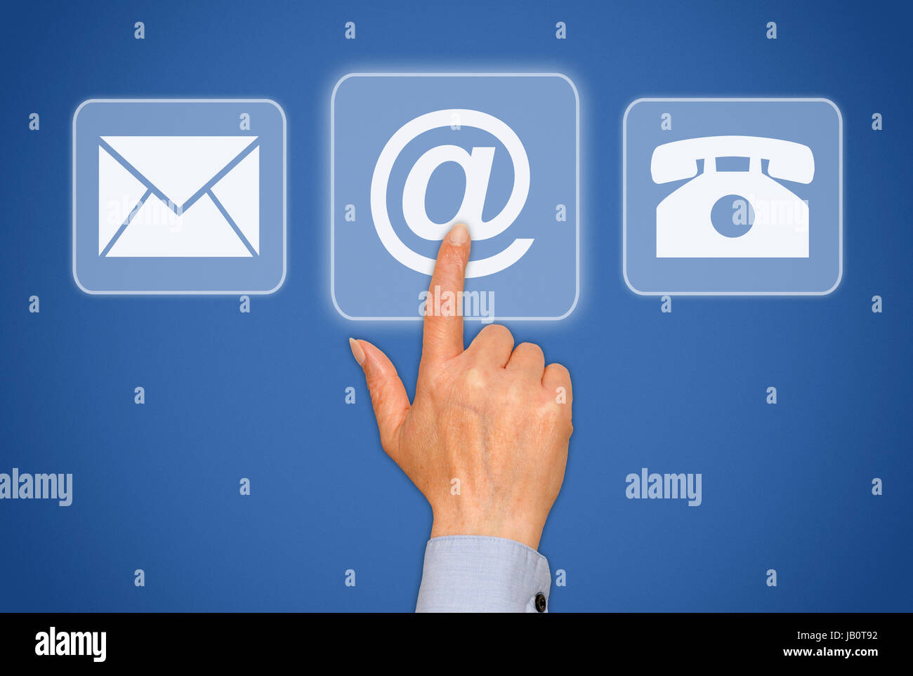 Contact us - blue touchscreen Stock Photo - Alamy
