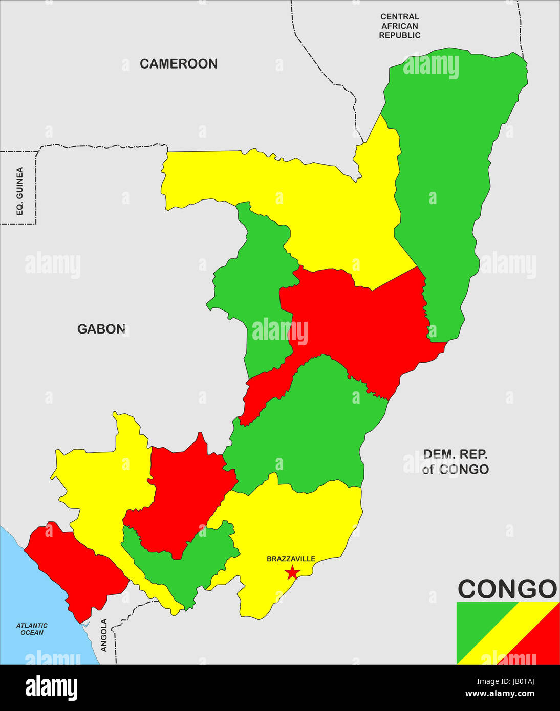 very big size congo republic political map with flag Stock Photo - Alamy