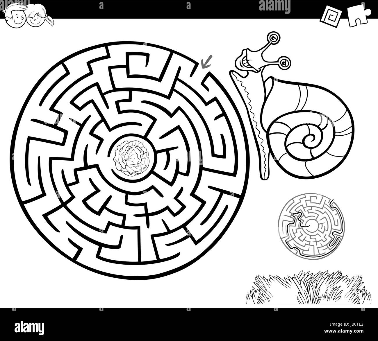 Cartoon Illustration of Education Maze or Labyrinth Game for Children ...