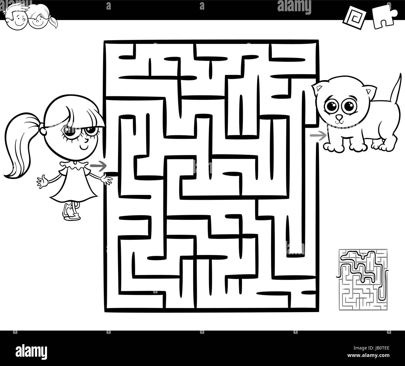 Cartoon Illustration of Education Maze or Labyrinth Game for Children ...