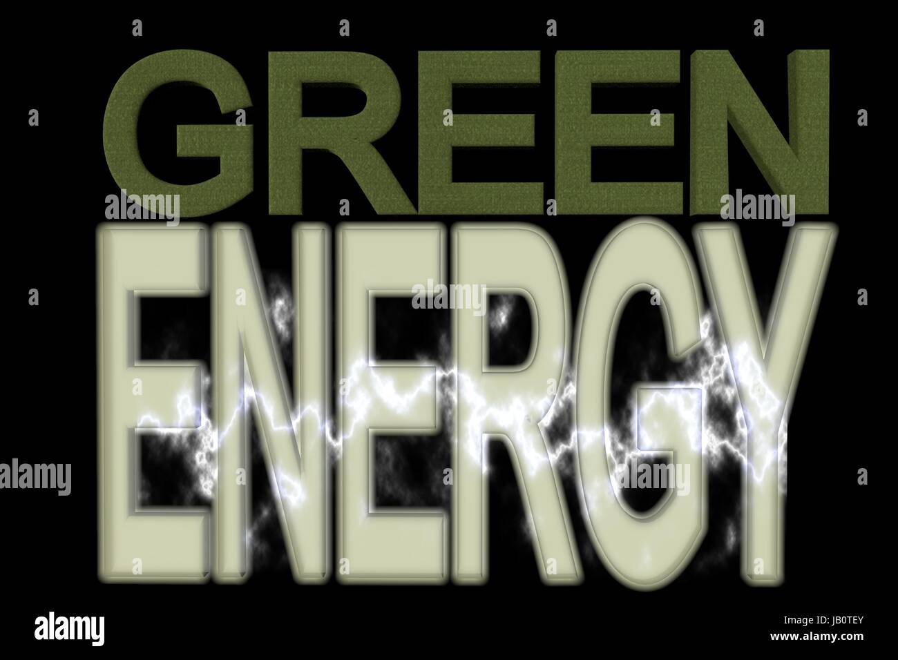 Green energy text over black background, 3d render Stock Photo - Alamy