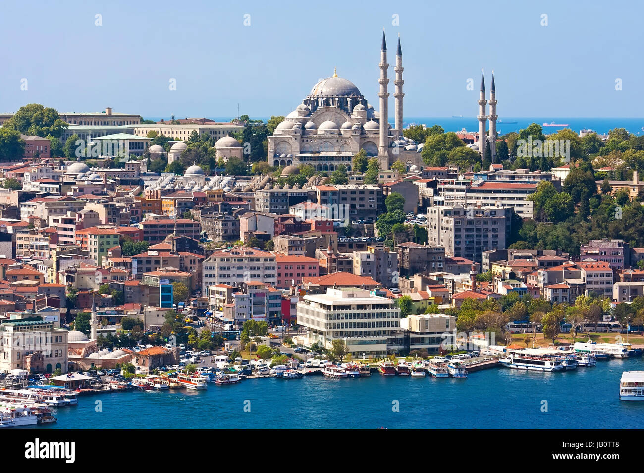 Panoramic view of Golden Horn from Galata tower, Istanbul, Turkey Stock ...
