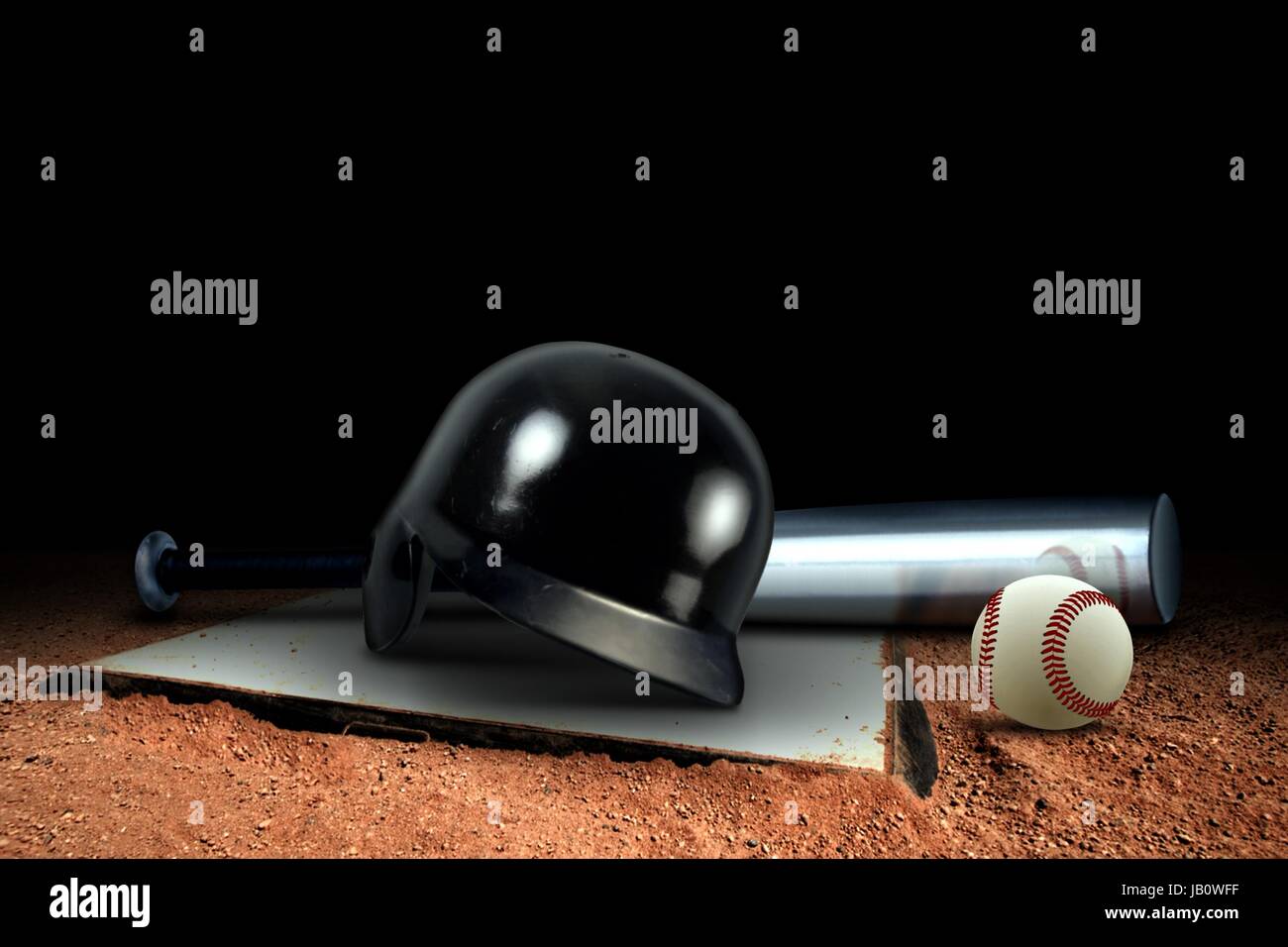 Baseball Equipment and Base on the Field Stock Photo - Alamy