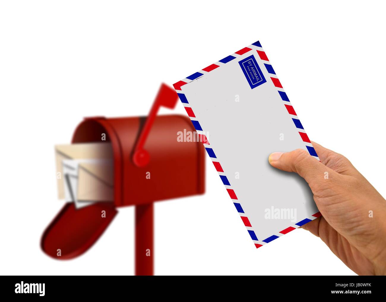 Hand Holding Envelope and Postal Box Stock Photo - Alamy