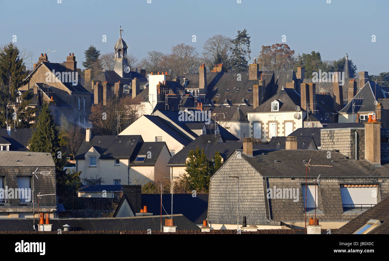 Ancient and modern roofing in the downtown, Mayenne city (Mayenne ...