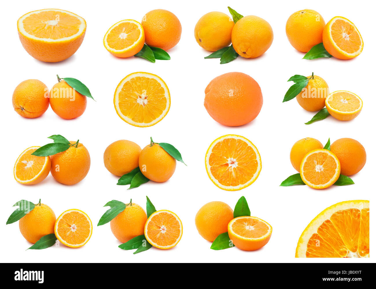 Collection of fresh orange fruits isolated on white background Stock ...