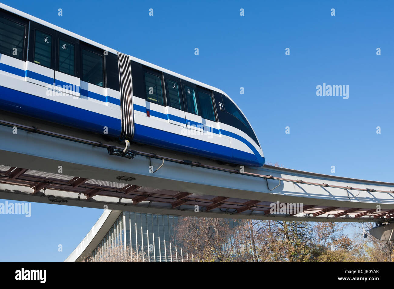 Modern monorail fast train on railway, Moscow, Russia Stock Photo - Alamy