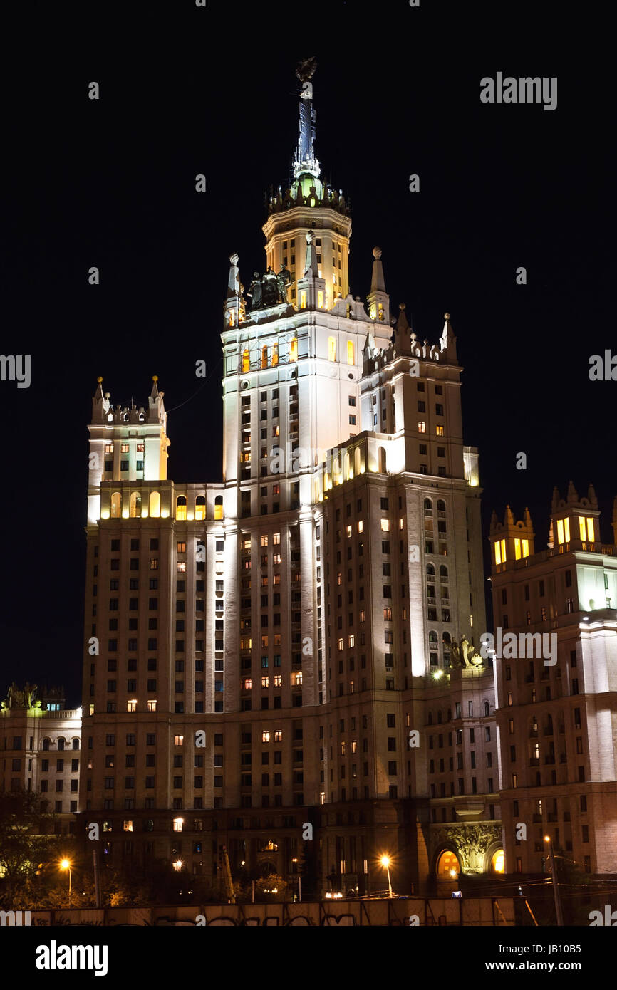 Beautiful view of soviet skyscraper Kotelnicheskaya Embankment Building ...