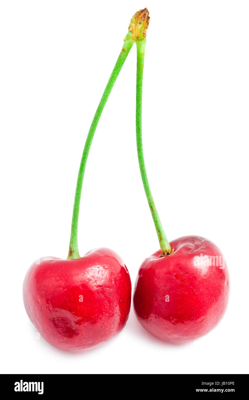 Beautiful red cherry isolated on white background Stock Photo - Alamy