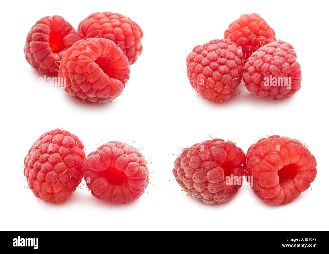 Collection of ripe red raspberries isolated on white background Stock ...