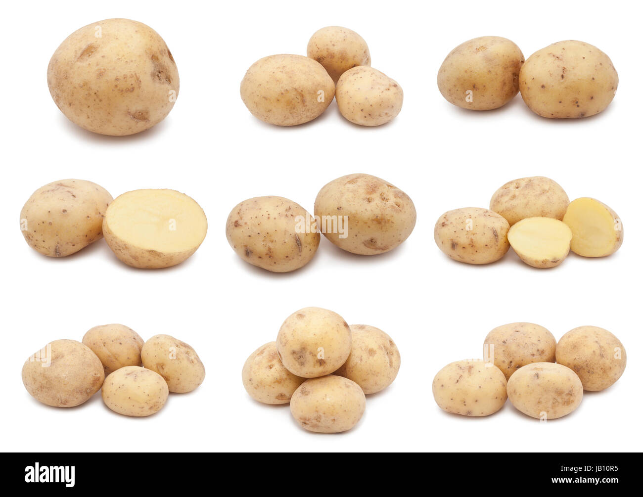 Collection of fresh potatoes isolated on white background Stock Photo ...