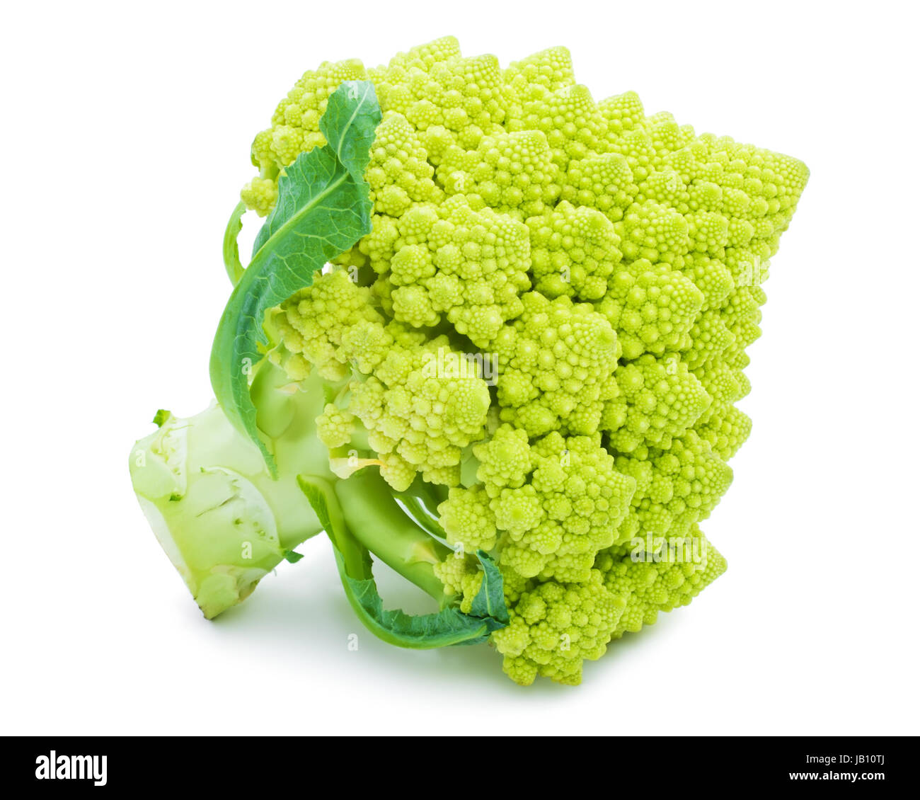 Green Romanesco broccoli isolated on white background Stock Photo - Alamy