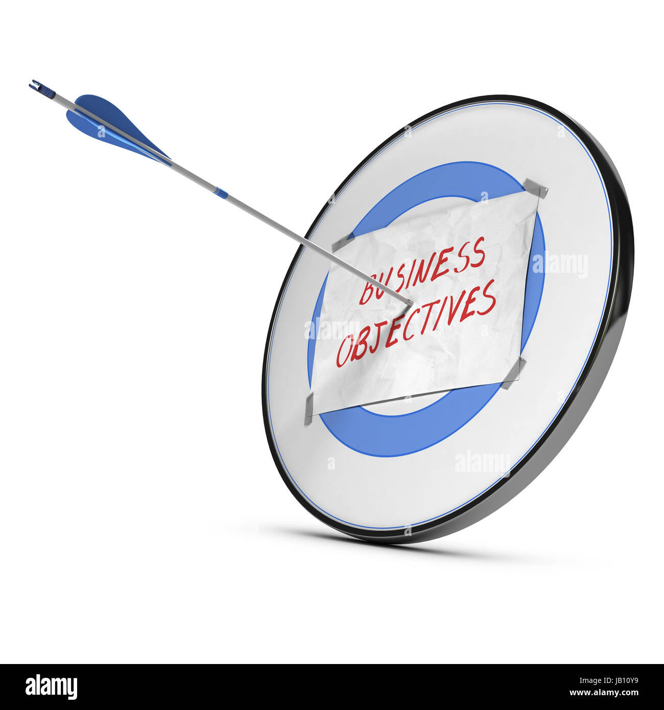Attain commercial goals concept. A target with a sheet of paper fixed ...