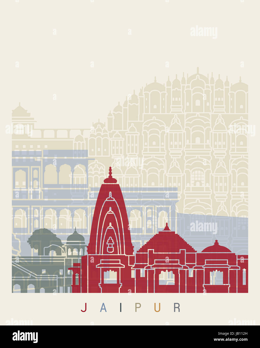 Jaipur skyline poster in editable vector file Stock Photo - Alamy