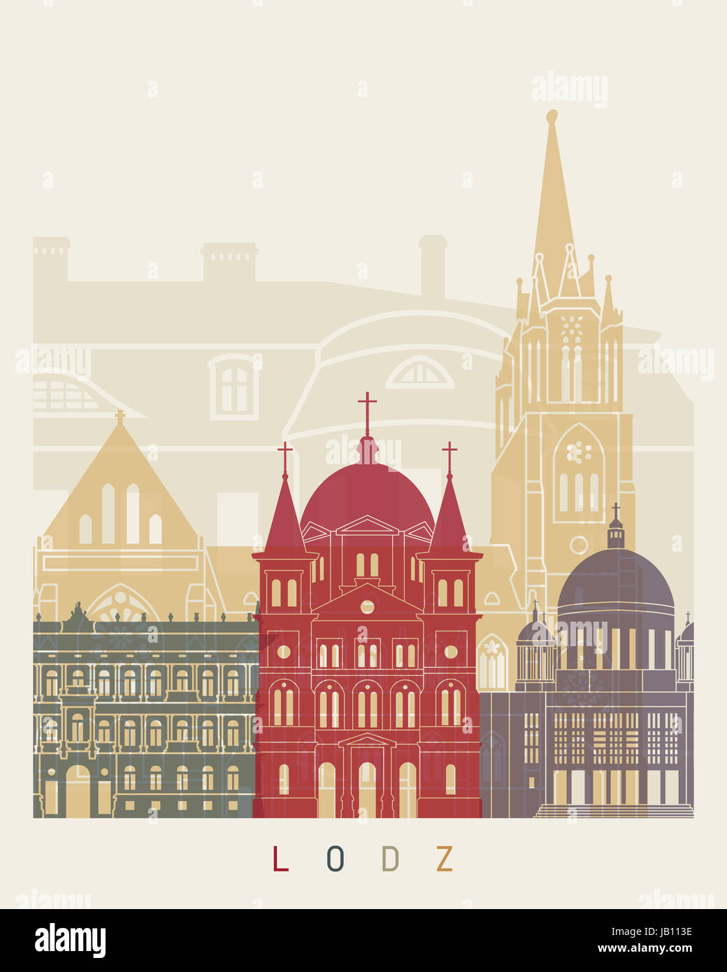 Lodz skyline poster in editable vector file Stock Photo - Alamy