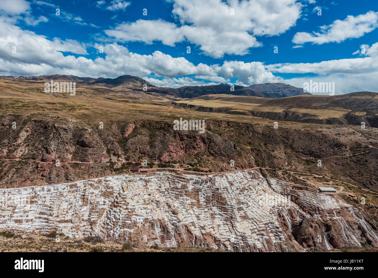 Maras salt mines in the peruvian Andes at Cuzco Peru Stock Photo - Alamy