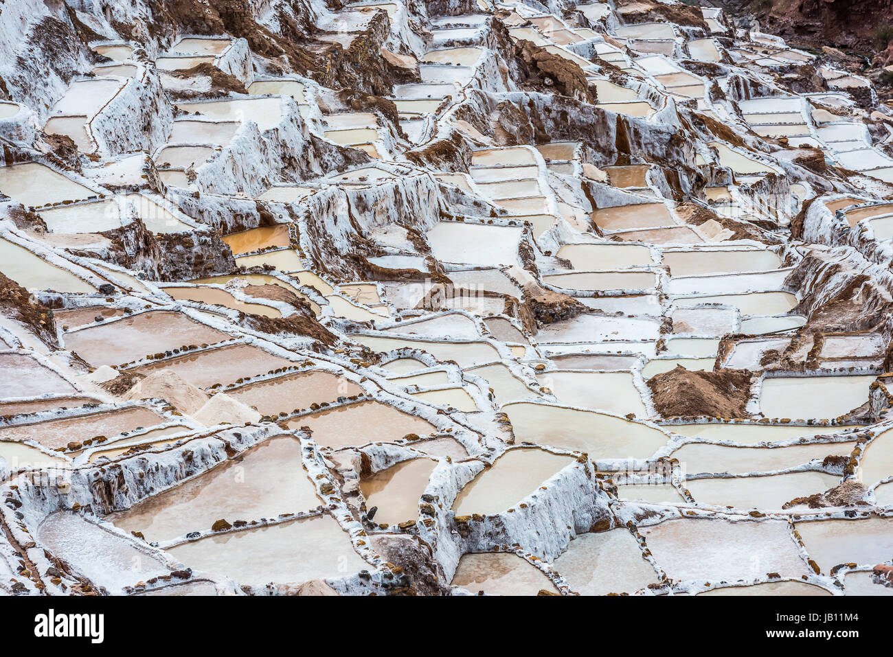 Maras salt mines in the peruvian Andes at Cuzco Peru Stock Photo - Alamy