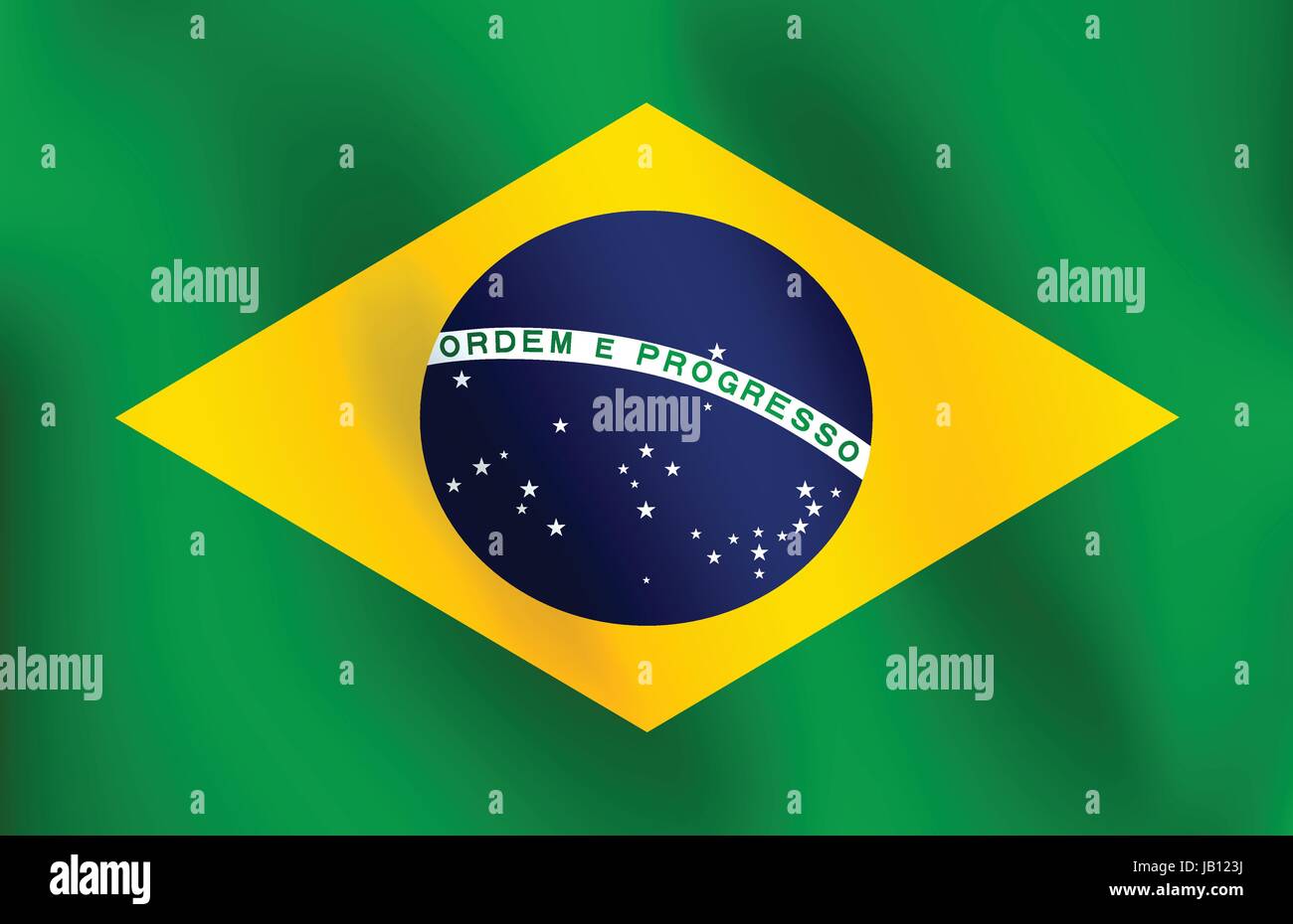 Flag of Brazil with a little Waving, Shading & Flag Colors separated ...