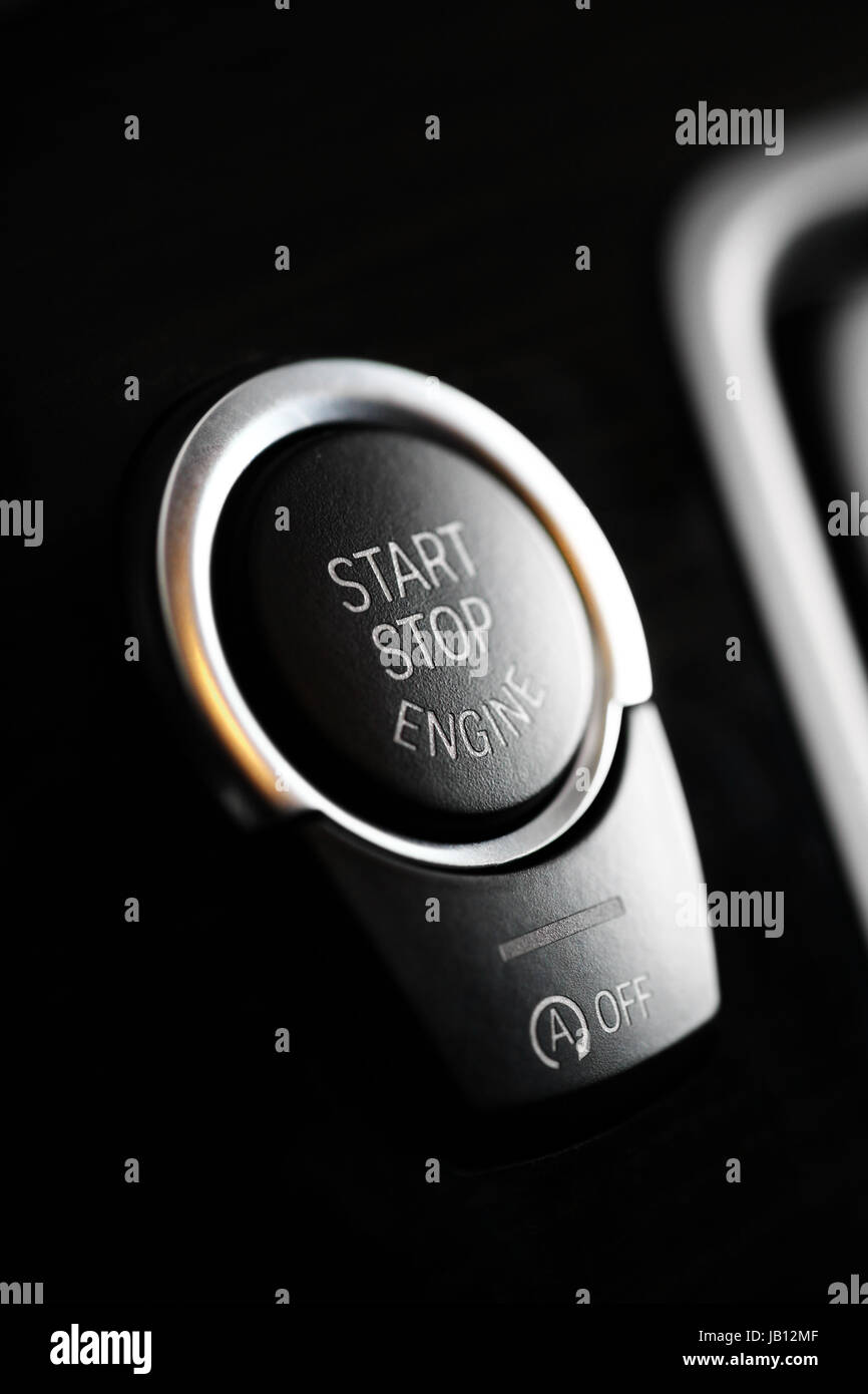 Detail on the start button in a car Stock Photo - Alamy