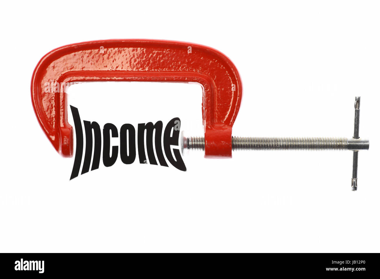 The word "Income" is compressed with a vice Stock Photo - Alamy