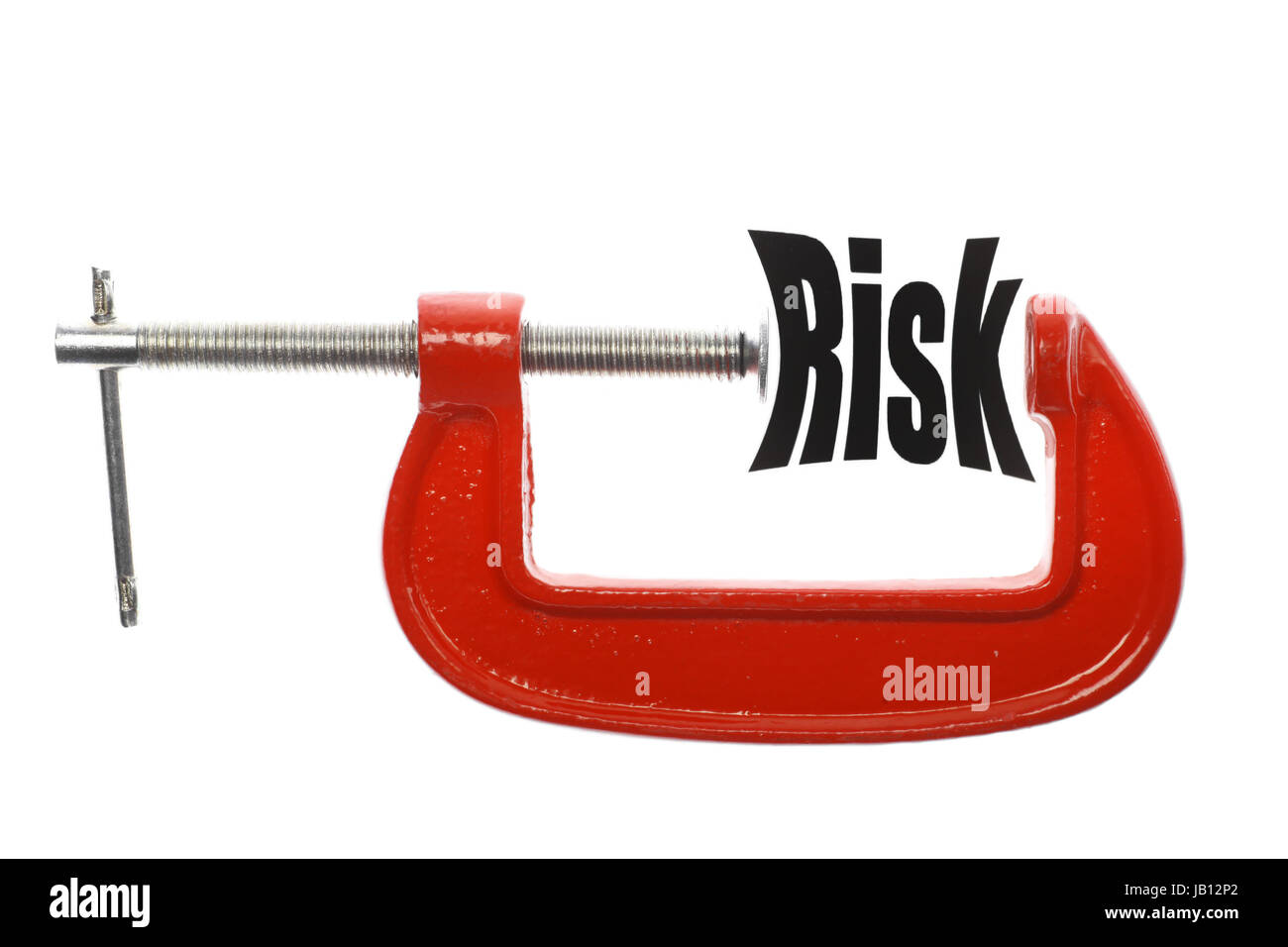 The word "Risk" is compressed with a vice. Business metaphor Stock ...
