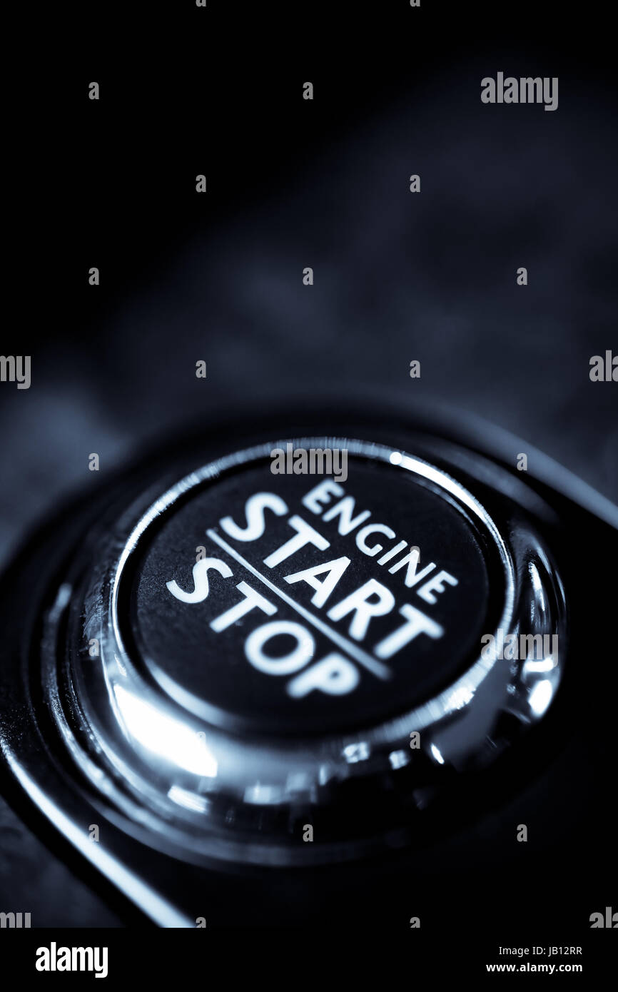 Detail on the start button in a car Stock Photo - Alamy
