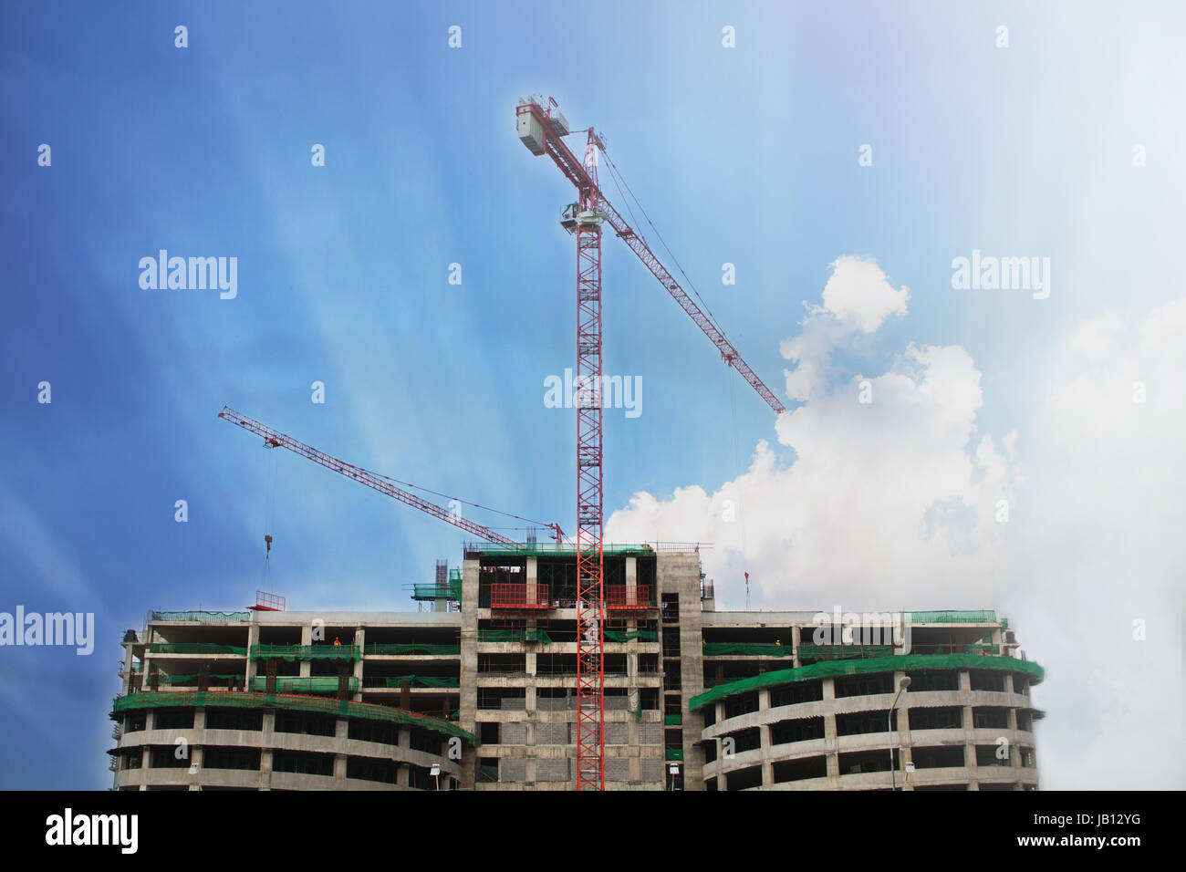 construction site with blue sky and sun light ray Stock Photo - Alamy