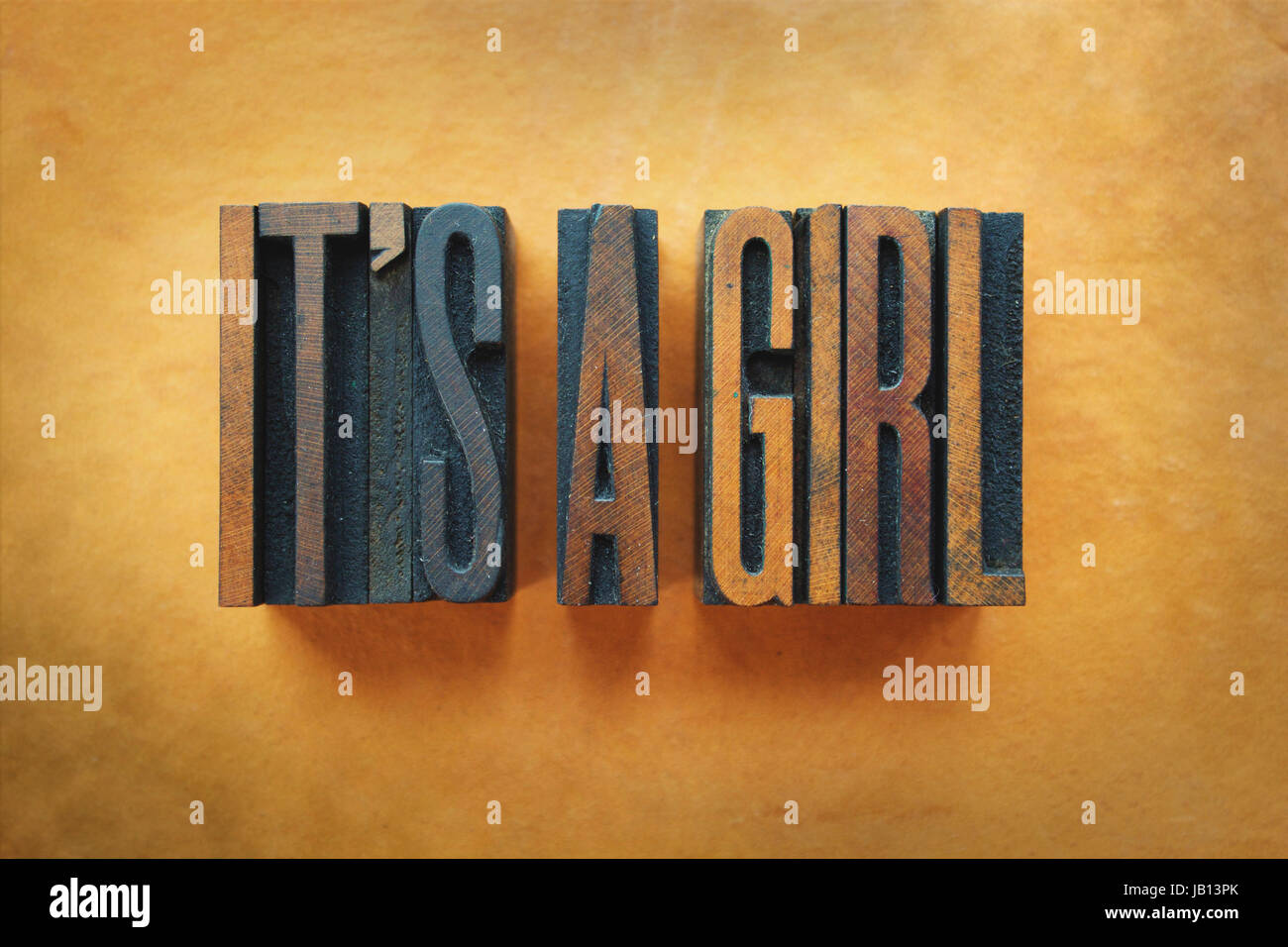The words IT'S A GIRL written in vintage letterpress type Stock Photo ...
