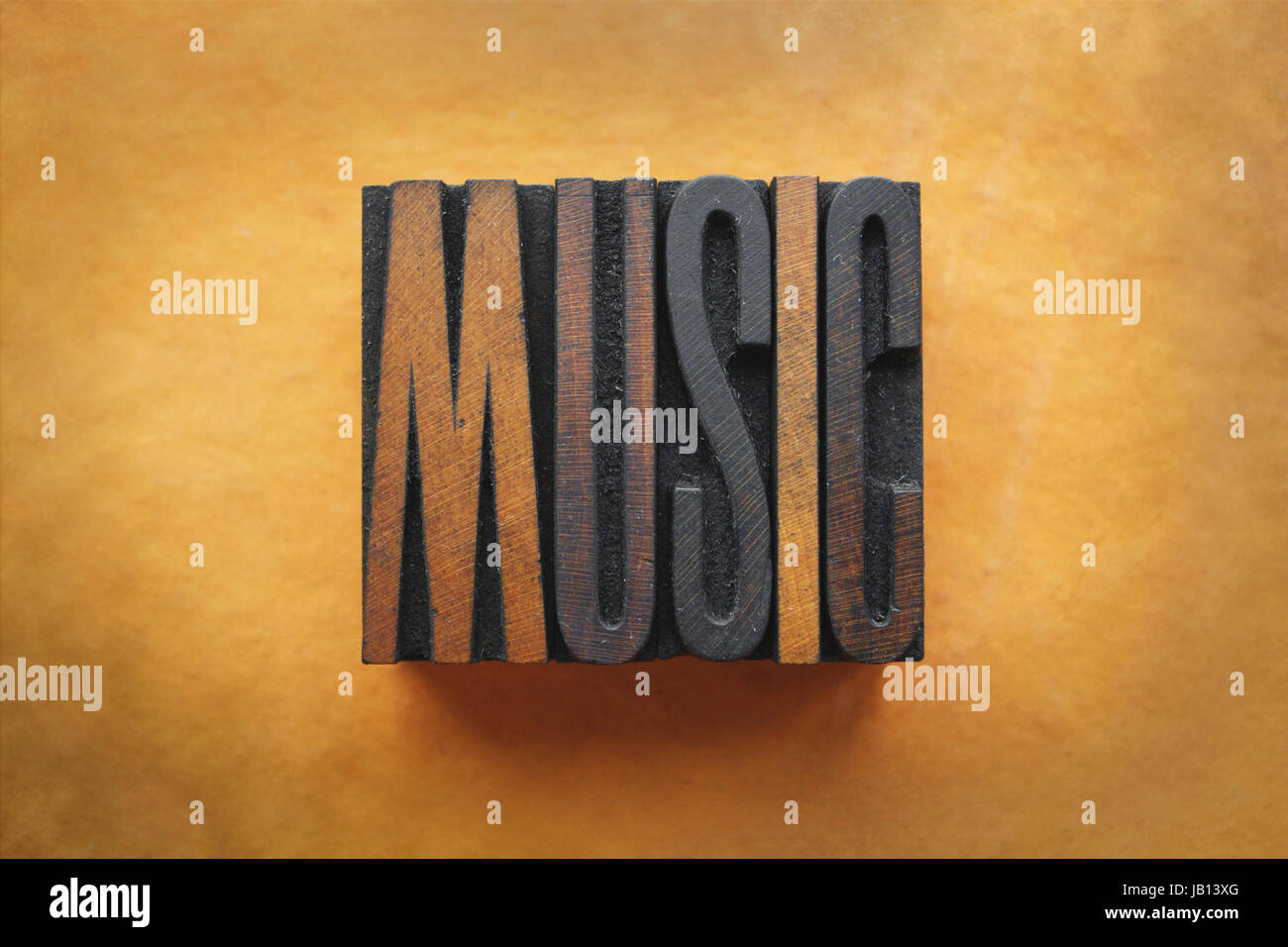 The word MUSIC written in vintage letterpress type Stock Photo - Alamy