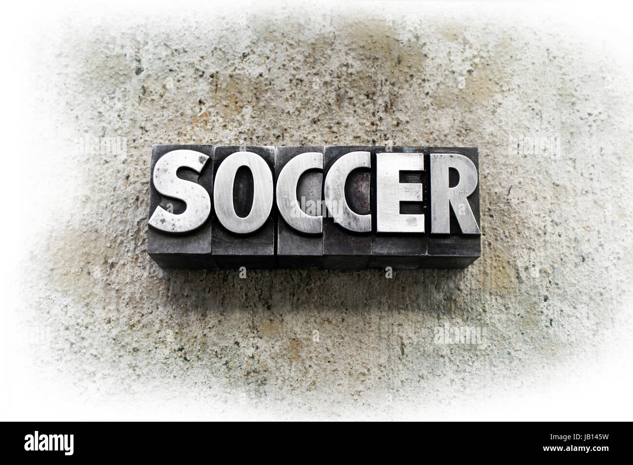 The word "SOCCER" written in old vintage letterpress type Stock Photo ...