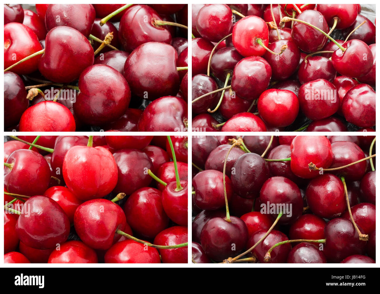 Collection of beautiful red fresh cherry macro photo backgrounds Stock ...