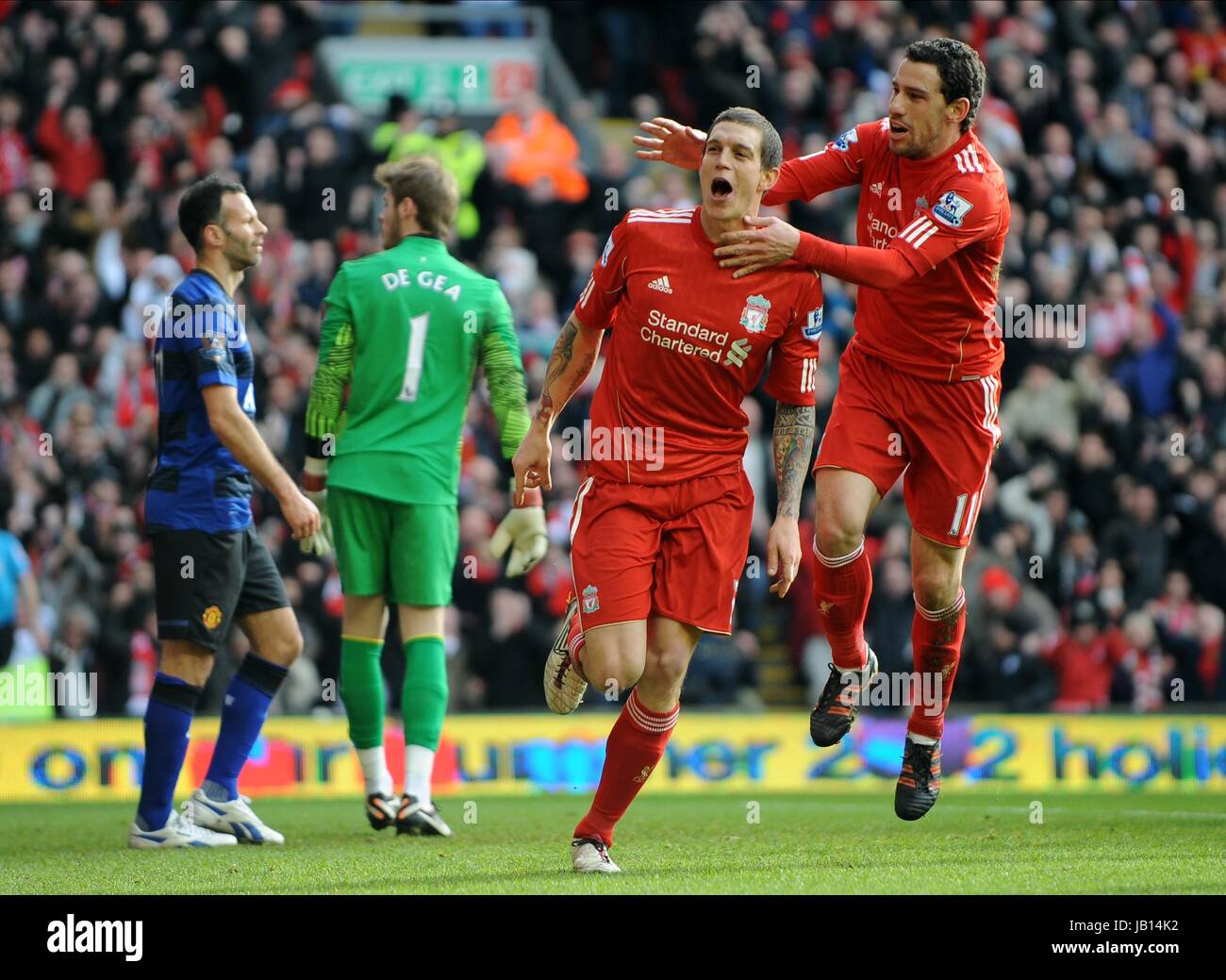 DANIEL AGGER SCORES 1.0 LIVERPOOL V MANCHESTER UNITED ANFIELD LIVERPOOL ...