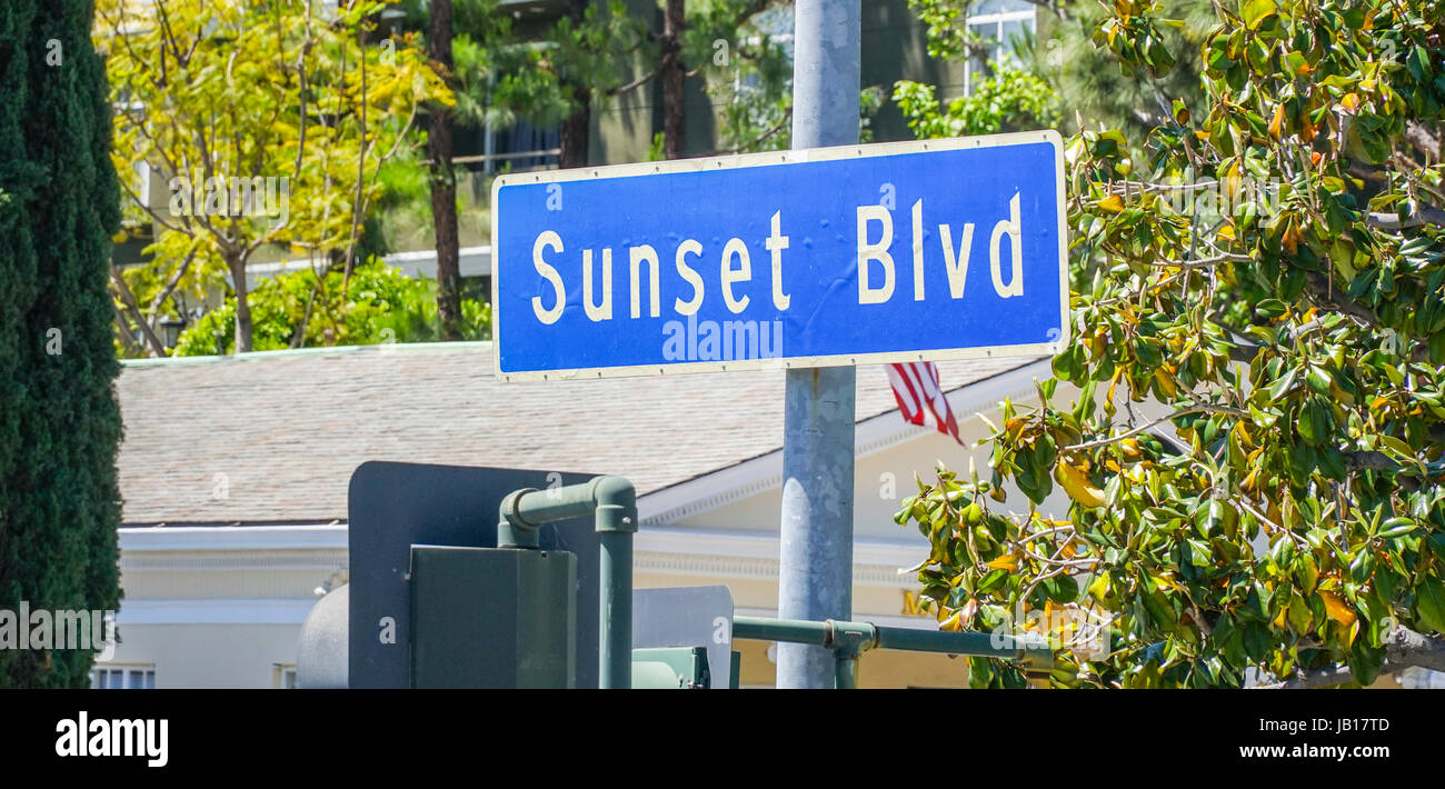 Street sign Sunset Blvd - LOS ANGELES - CALIFORNIA Stock Photo - Alamy