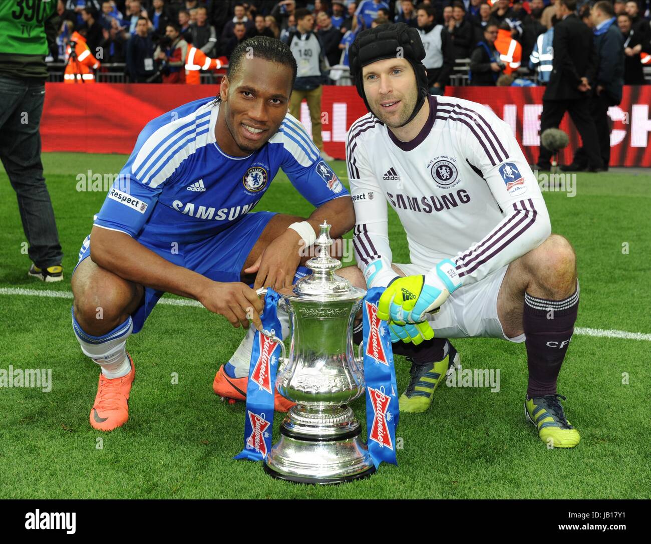 DIDIER DROGBA & PETR CECH WITH CHELSEA FC WEMBLEY STADIUM LONDON ...