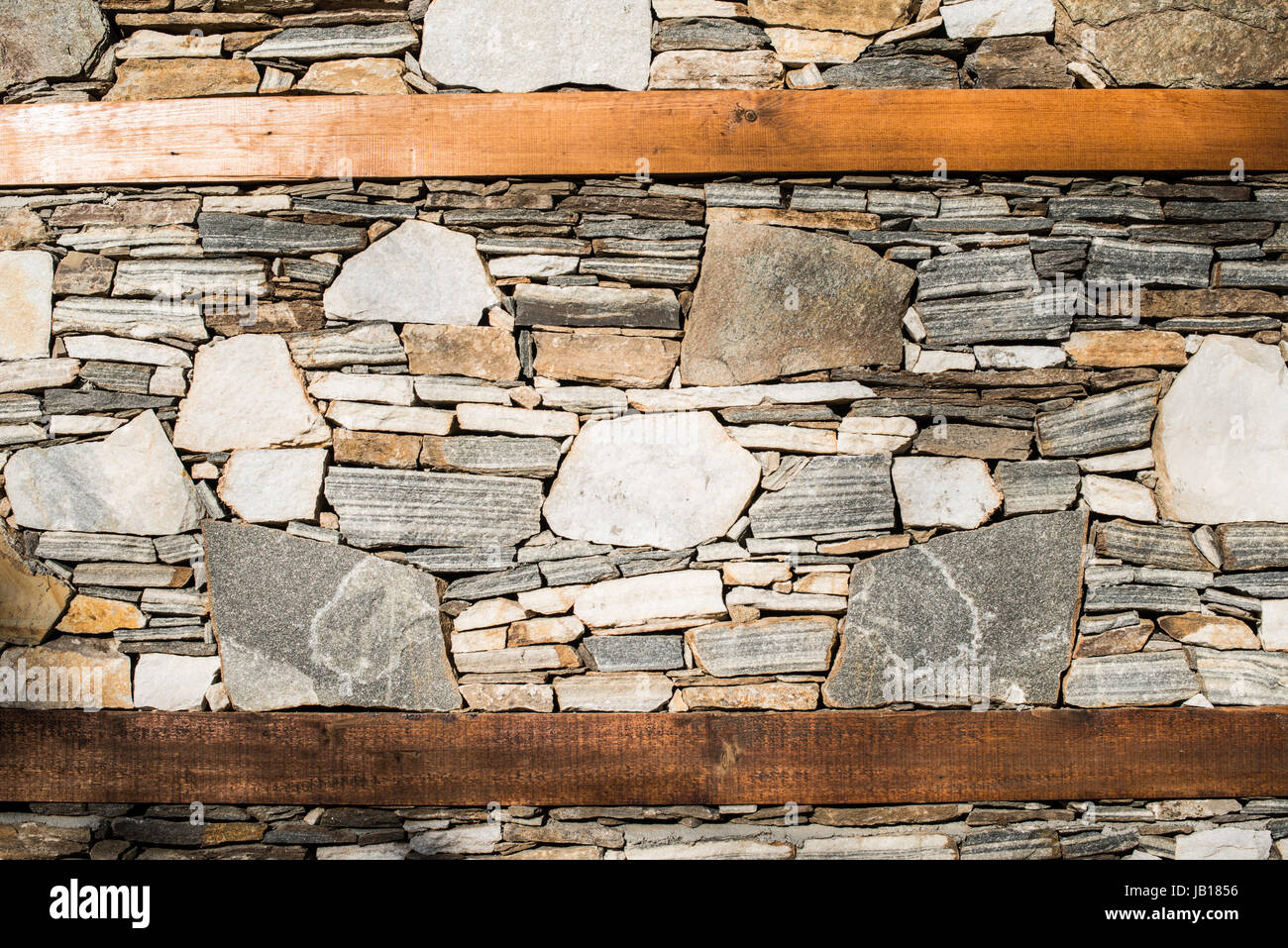 Wall built of stones. Densely arranged stones. Sun light Stock Photo ...