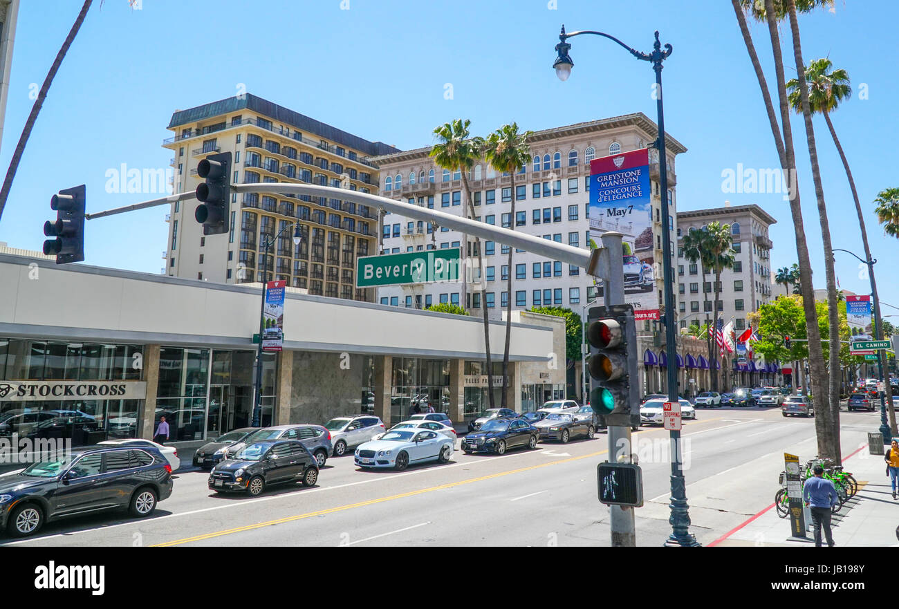 Street sign Beverly Drive on Wilshire Blvd - LOS ANGELES - CALIFORNIA ...