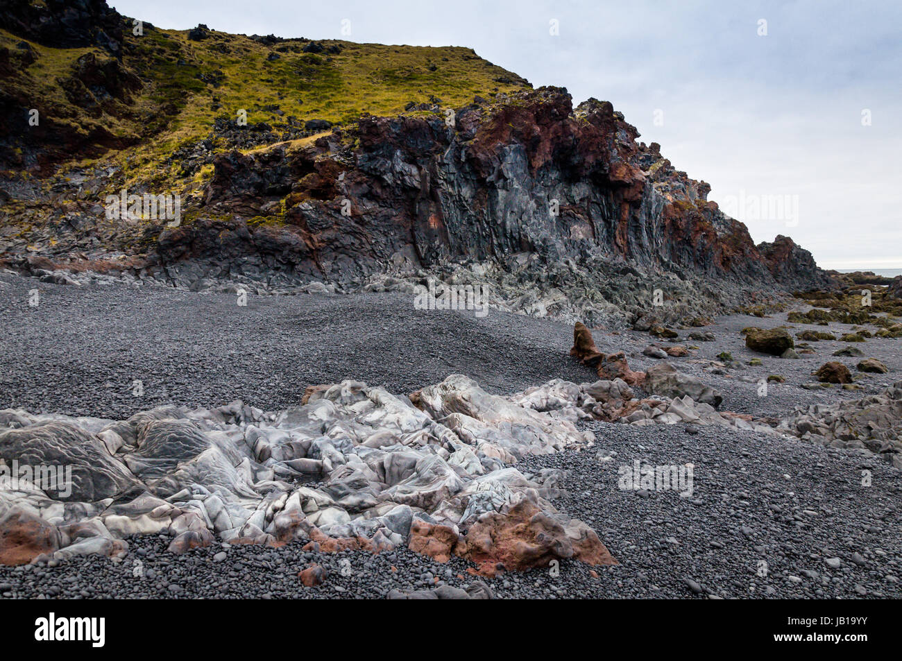 Icelandic beach with black lava rocks, Snaefellsnes peninsula, Iceland ...