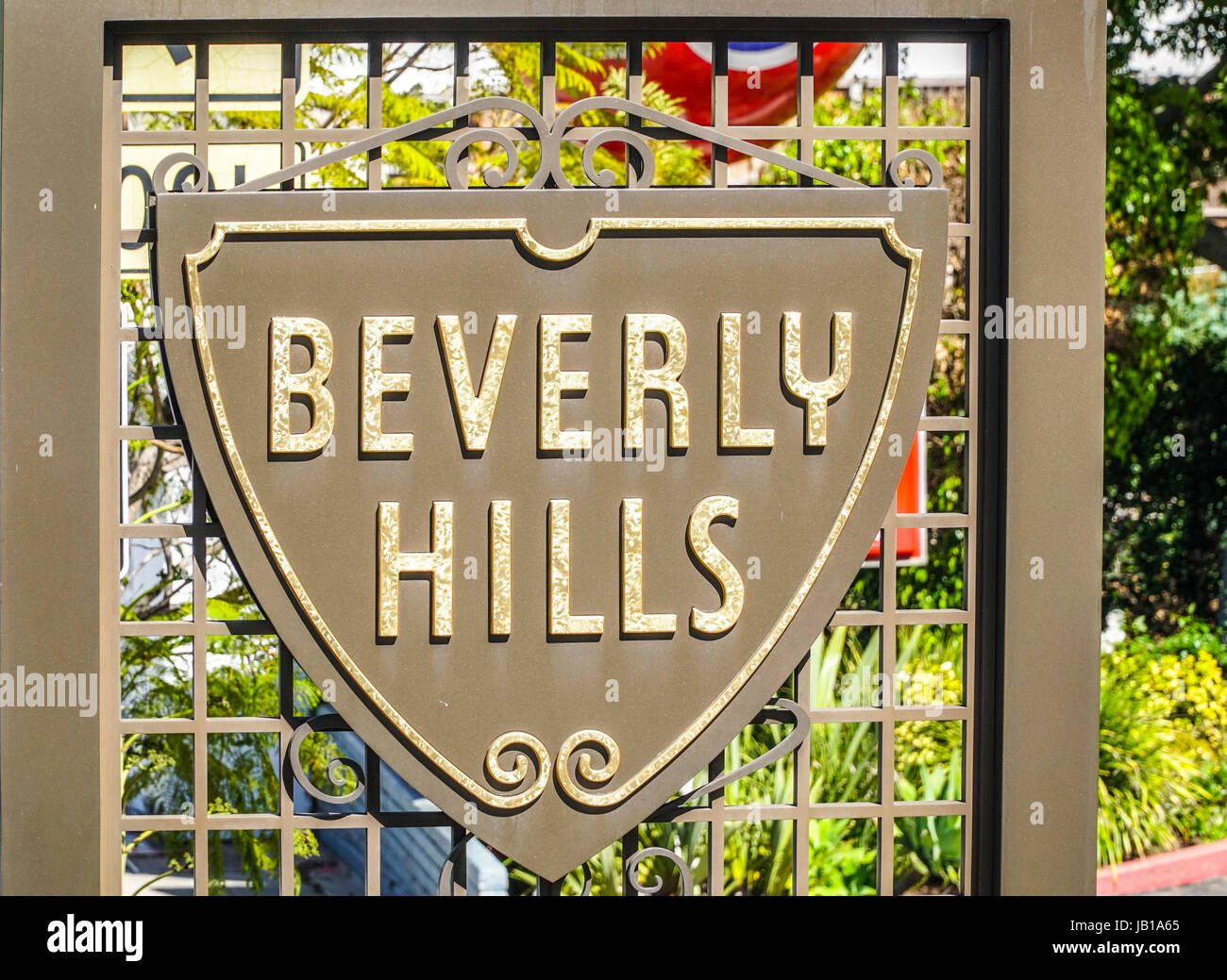 Beverly Hills sign on the sidewalk - LOS ANGELES - CALIFORNIA Stock ...