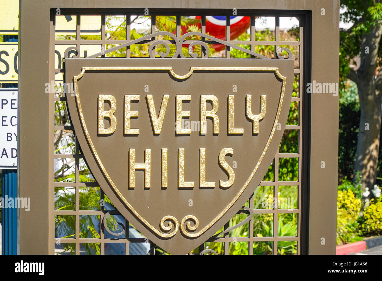 Beverly Hills sign on the sidewalk - LOS ANGELES - CALIFORNIA Stock ...