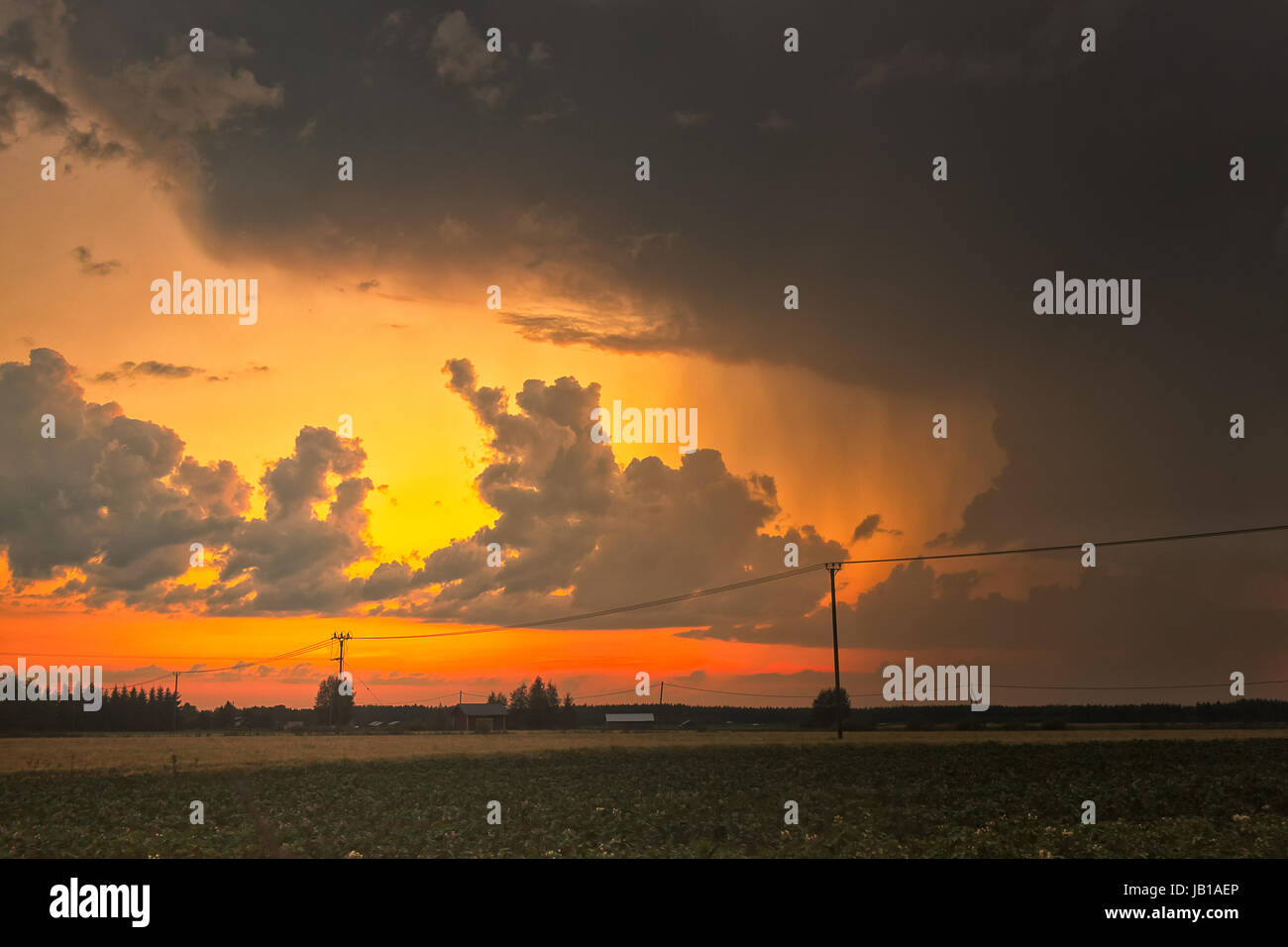 The heavy summer rain gives space for a beautiful sunset in the ...