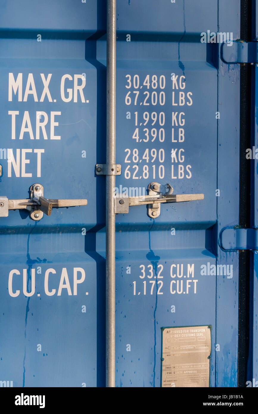 Rear view of shipping container use at a self storage unit Stock Photo ...