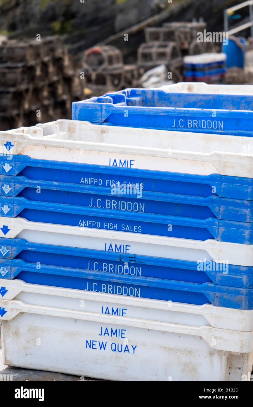 Stacked Plastic Fish Boxes Stock Photos & Stacked Plastic Fish Boxes ...