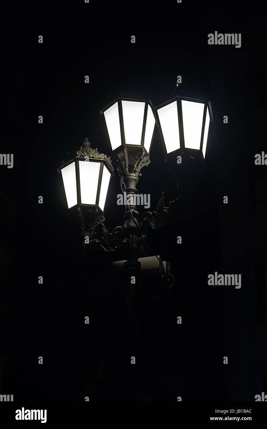 A lamppost in the darkness of the Andalusian night Stock Photo - Alamy