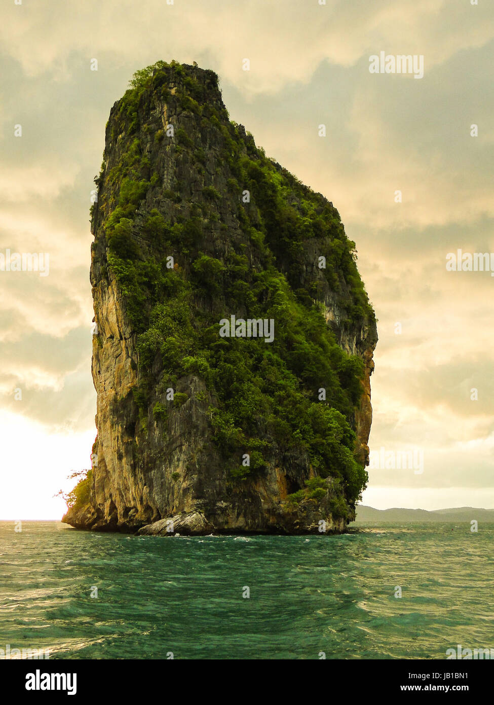 solitaire limestone rock. located in phang nga bay in the Andaman Sea ...