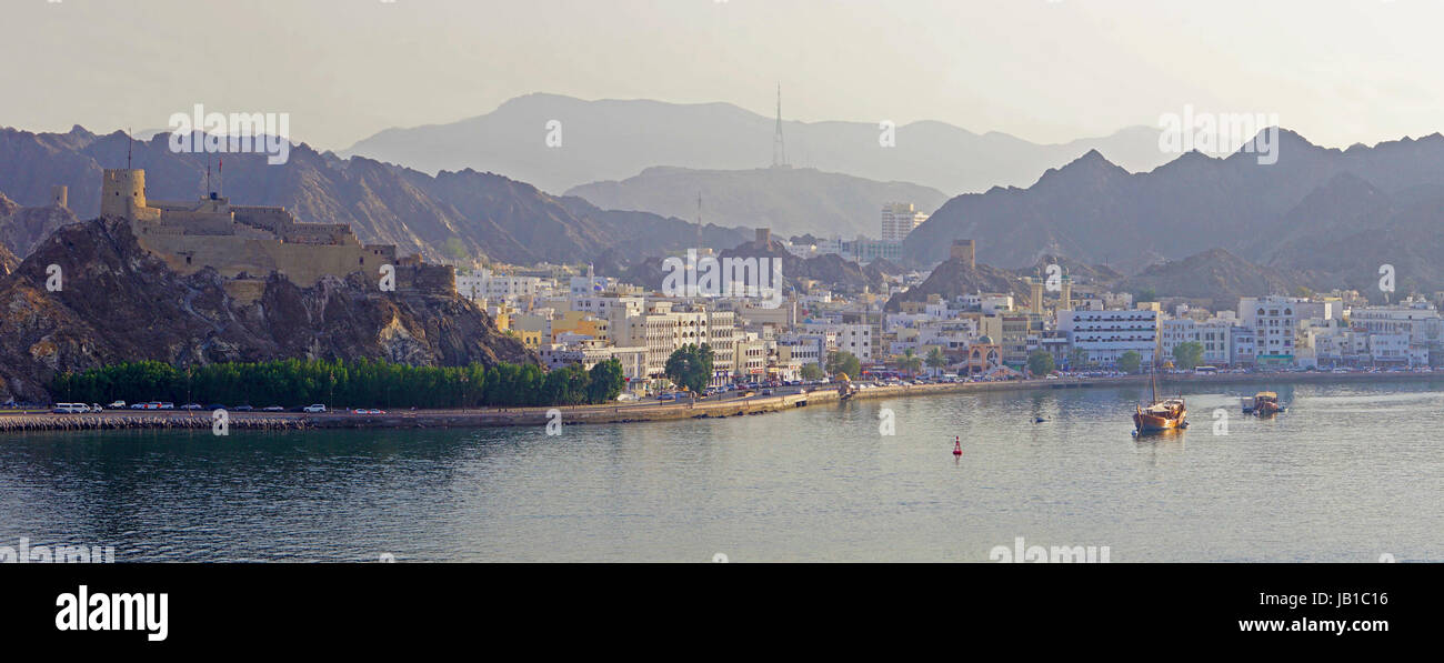 Panorama view of Muscat waterfront along Arabian Sea Stock Photo - Alamy