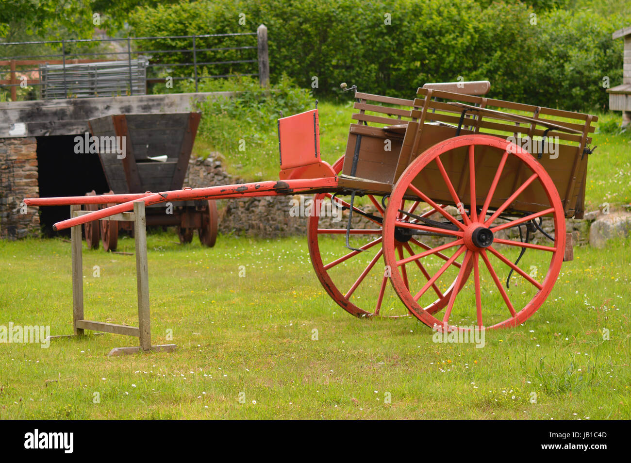 Horse drawn cart at Morwellham Quay Devon with ore tuck in the ...