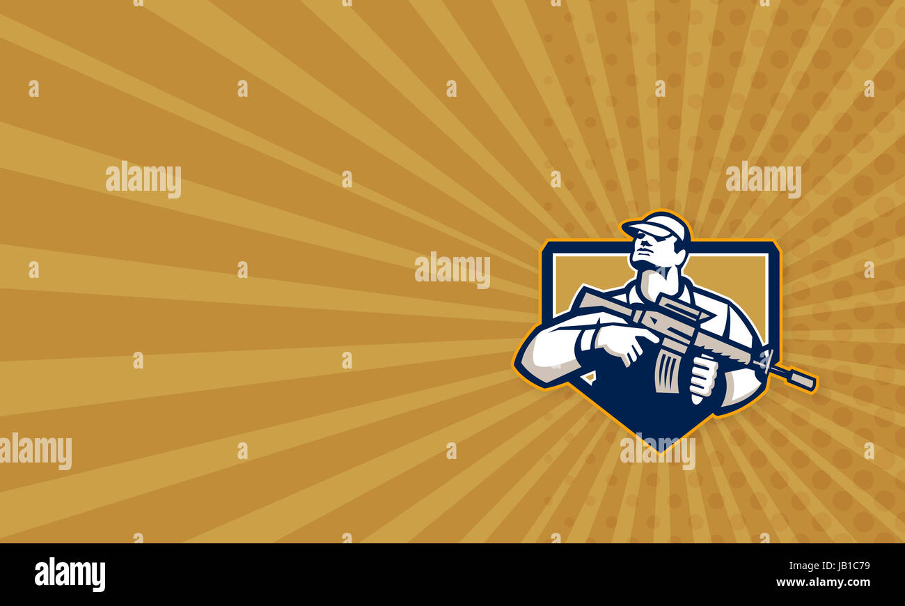 Business card template illustration of an American soldier serviceman ...