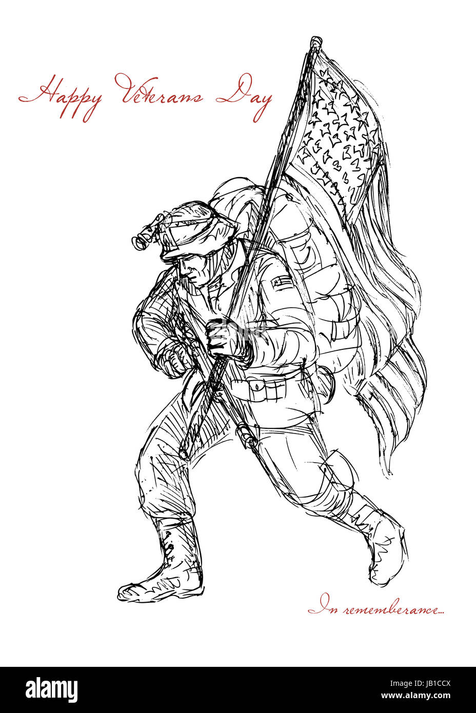 Greeting card poster showing hand drawn sketch illustration of an ...