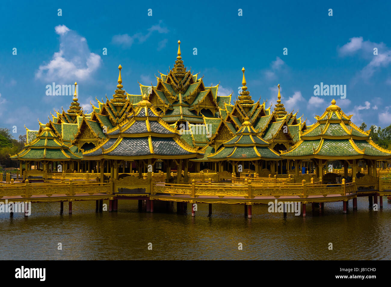 Thai Pagoda built over water Stock Photo - Alamy